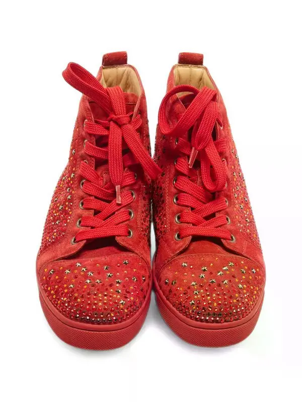 CHRISTIAN LOUBOUTIN Louis Crystal Embellished High-top Sneakers