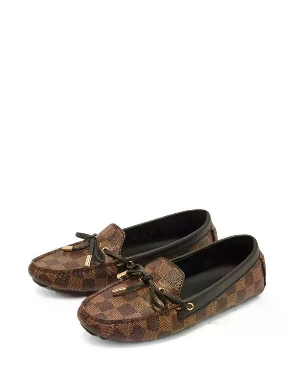 LOUIS VUITTON Gloria Damier Ebene Loafers - Brown