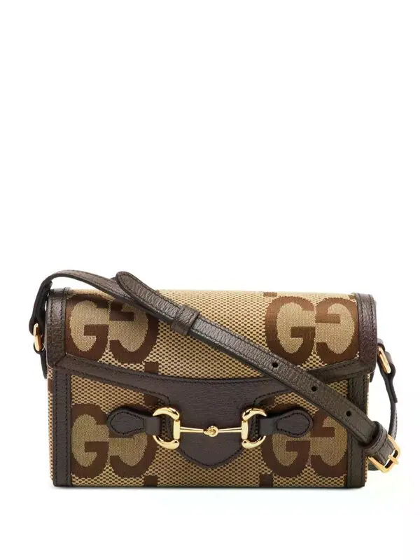 Gucci Horsebit 1955 Jumbo Gg Canvas Cross Body Bag - Neutrals