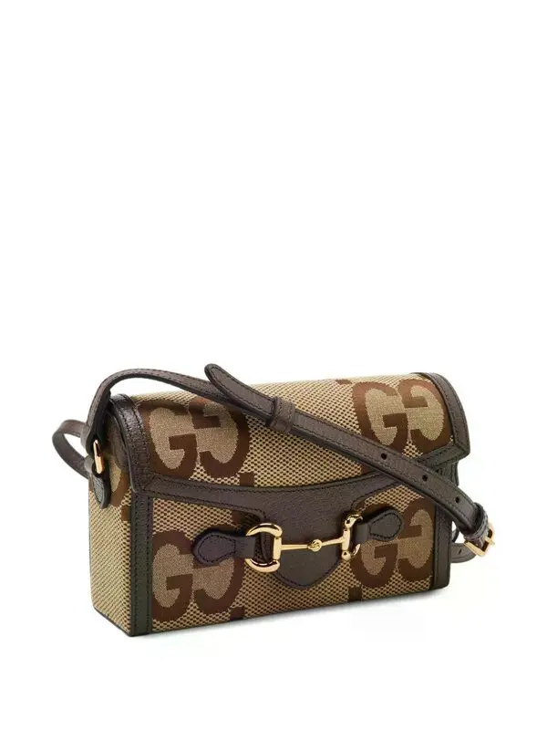 Gucci Horsebit 1955 Jumbo Gg Canvas Cross Body Bag - Neutrals