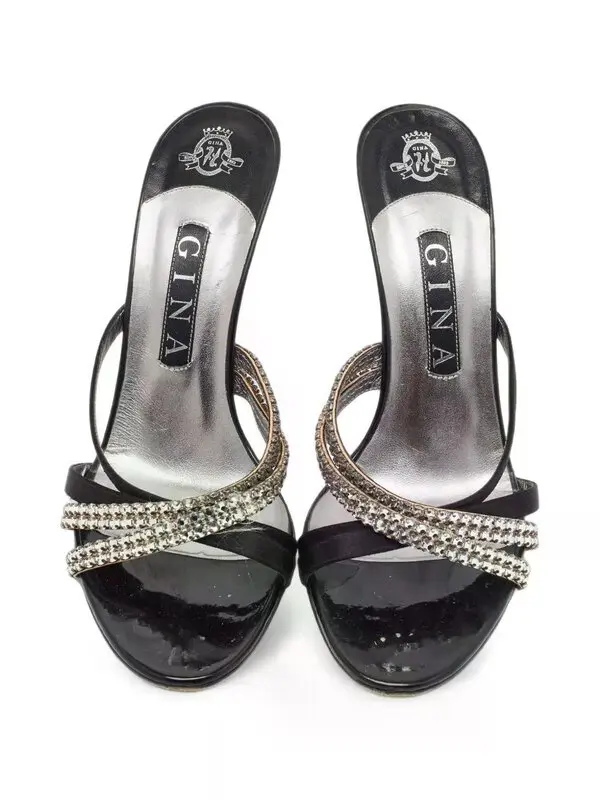 GINA Crystal-embellished Satin Sandals