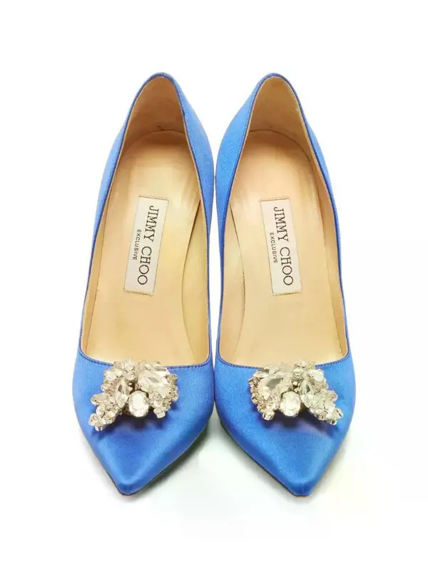 JIMMY CHOO Crystal-embellished Satin Pumps