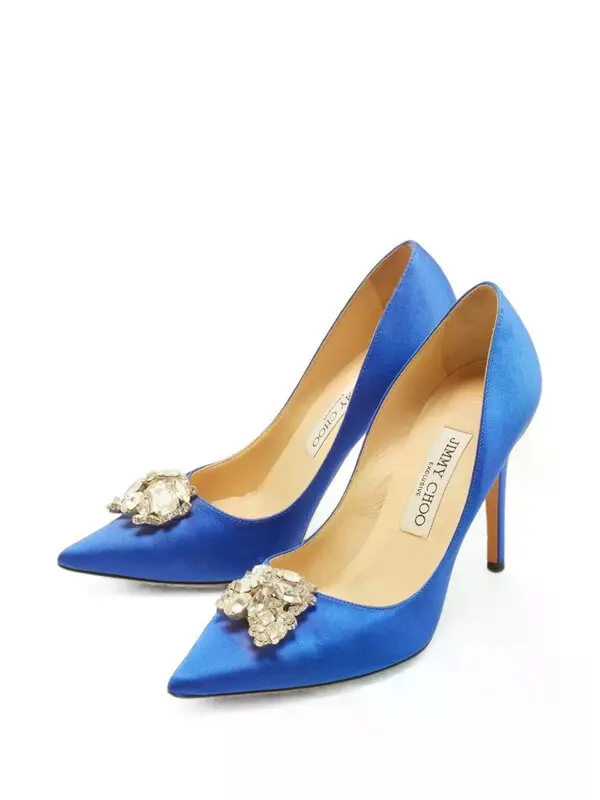 JIMMY CHOO Crystal-embellished Satin Pumps