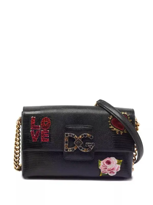 Dolce & Gabbana Dg Millennials Patch Embellished Shoulder Bag - Black