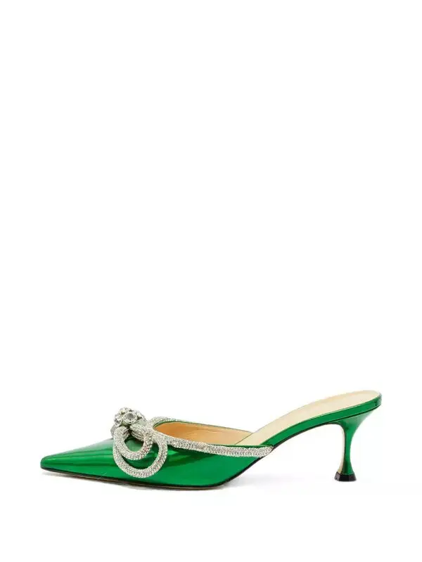Mach & Mach Double Bow Embellished Pointed-toe Mules