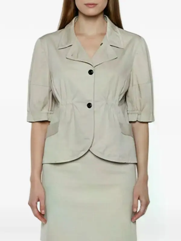 Miu Miu Beige Cotton Button-front Short Sleeve Jacket