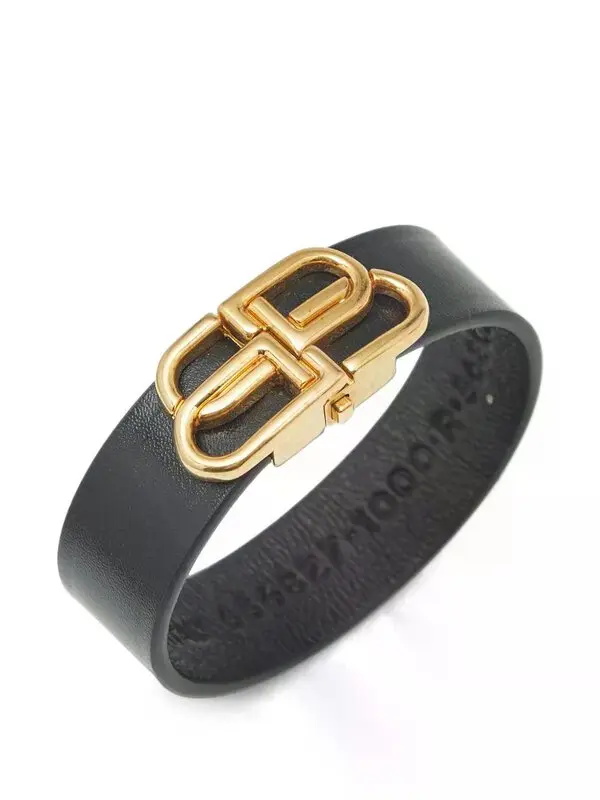 Balenciaga Bb Logo Leather Bracelet
