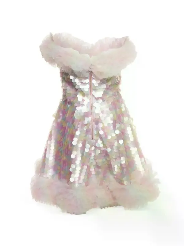 424 Sequinned Ruffle Mini Dress
