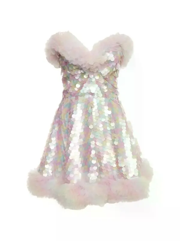424 Sequinned Ruffle Mini Dress - Pink