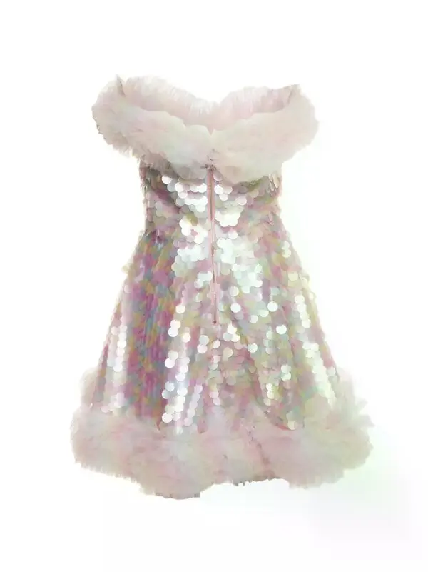 424 Sequinned Ruffle Mini Dress
