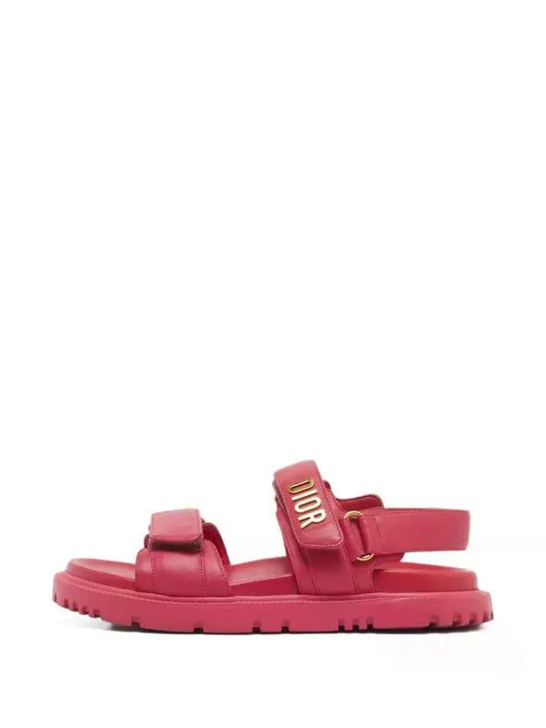 Dior Leather Dioract Slingback Sandals With Gold-tone Logo - Pink