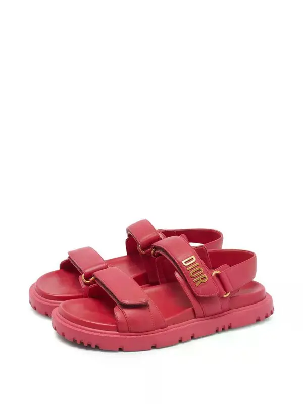 Dior Leather Dioract Slingback Sandals With Gold-tone Logo - Pink