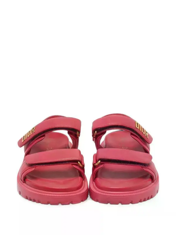 Dior Leather Dioract Slingback Sandals With Gold-tone Logo - Pink