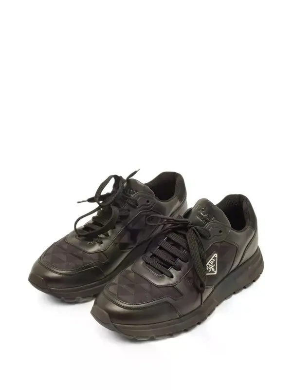 Prada Geometric Paneled Lace-up Sneakers