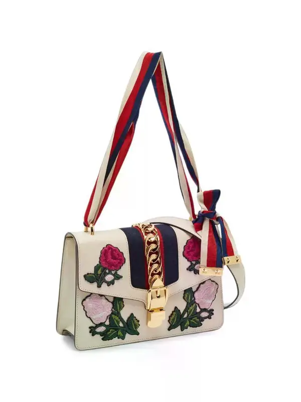Gucci Sylvie Floral Embroidered Shoulder Bag