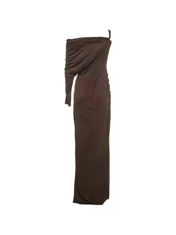 CHATS BY C.DAM Asymmetric Ruched Maxi Dress