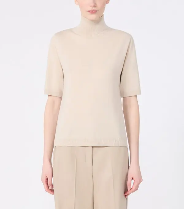 Max Mara Wool Roll-neck Short-sleeve Sweater
