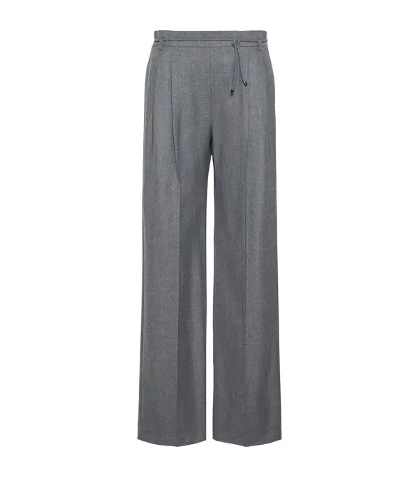 Max Mara Stretch-cashmere Trousers With String Belt