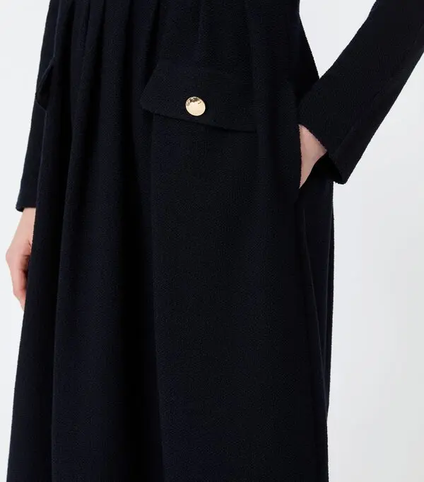 Max Mara Jersey Midi Dress With Decorative Pockets - Navy