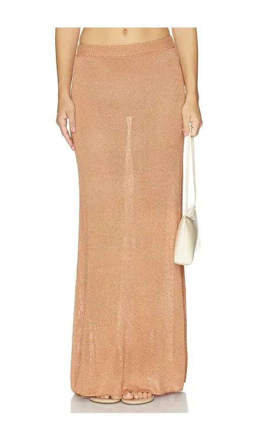L'academie Sivan Knit Maxi Skirt In Metallic