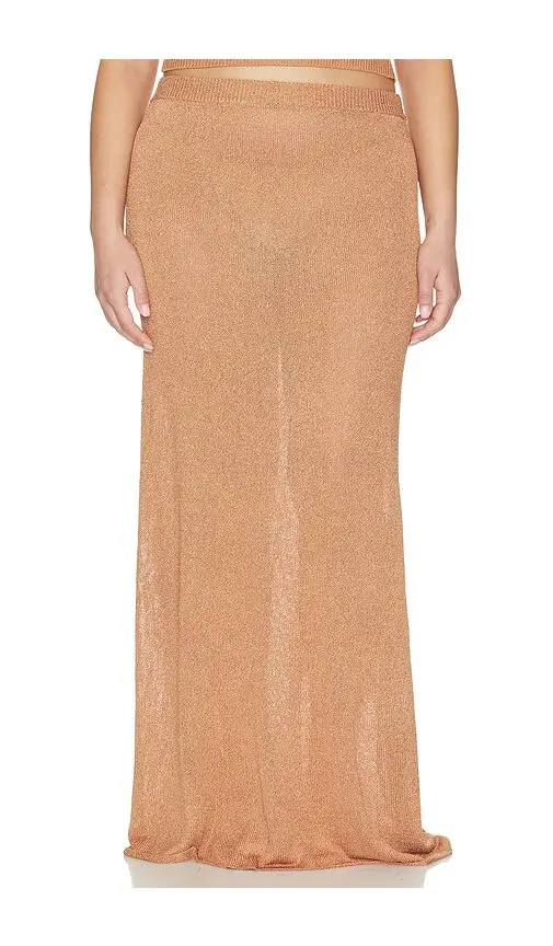 L'academie Sivan Knit Maxi Skirt In Metallic