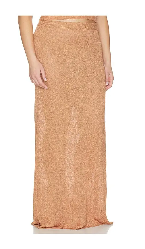 L'academie Sivan Knit Maxi Skirt In Metallic