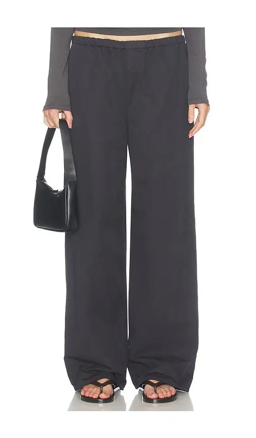 GRLFRND Pull On Wide Leg Trousers - Washed Black