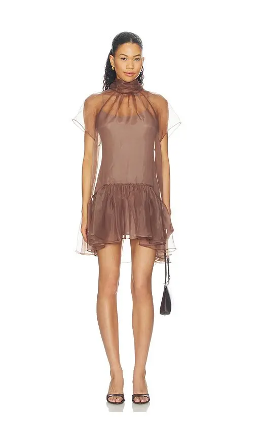 Simkhai Beaux Tiered Mini Dress In Brown - Coffee