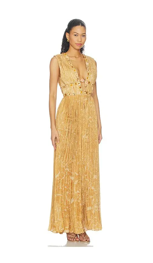 LA FUORI Honeydew Draped Gown