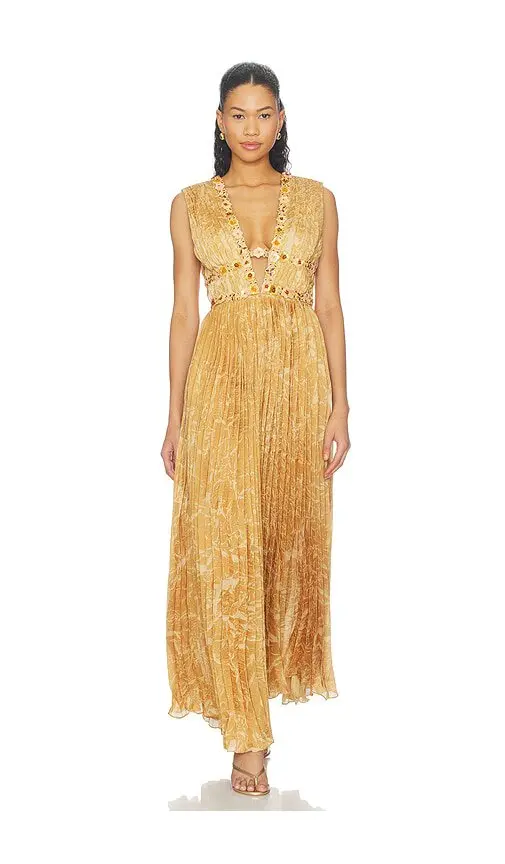 LA FUORI Honeydew Draped Gown