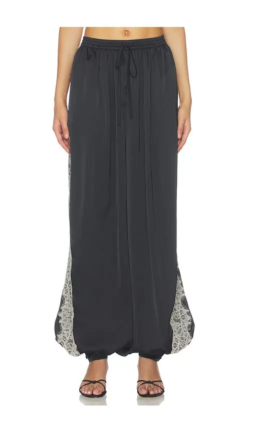 Cinq À Sept Esme Satin Verne Pant With Lace Trim