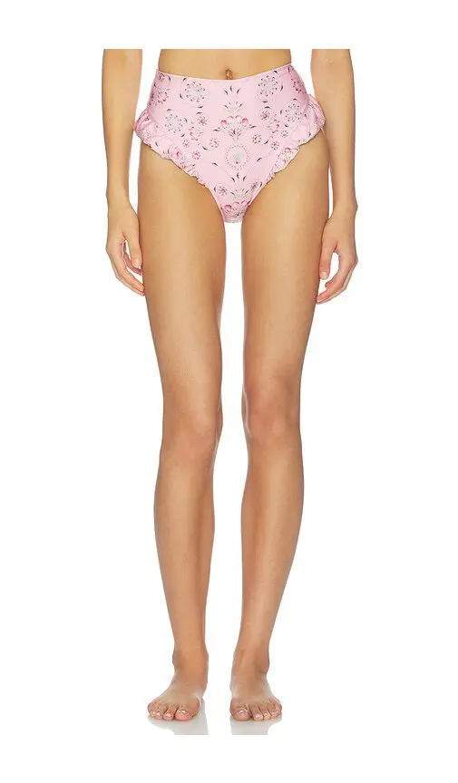 Agua Bendita High-waisted Bikini Bottom With Ornate Print - Multicolor