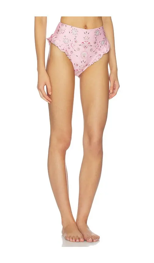Agua Bendita High-waisted Bikini Bottom With Ornate Print