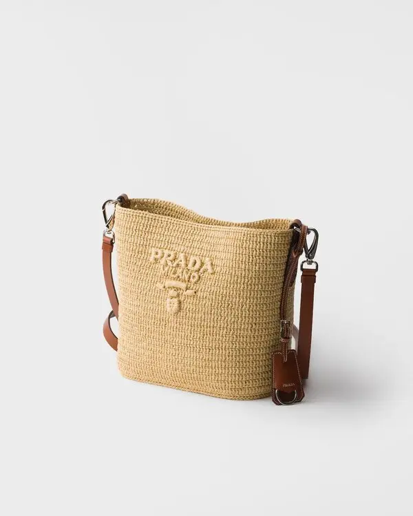 Prada Small Crochet And Leather Bucket Bag
