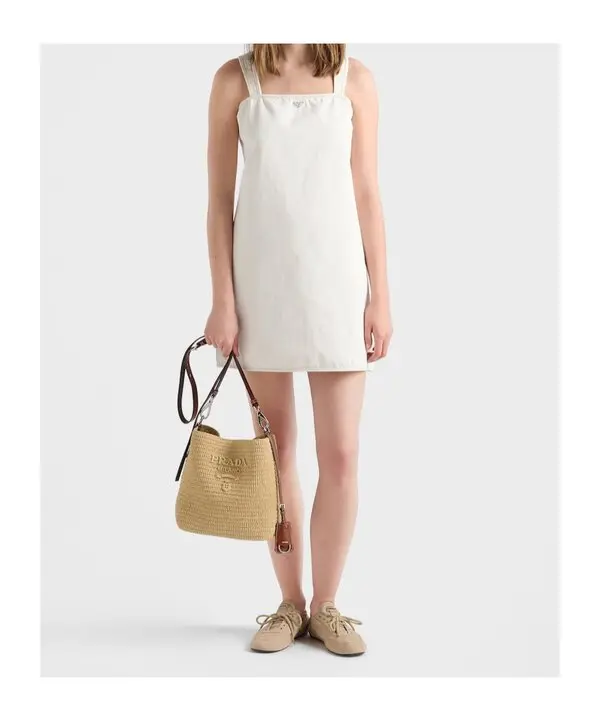 Prada Small Crochet And Leather Bucket Bag