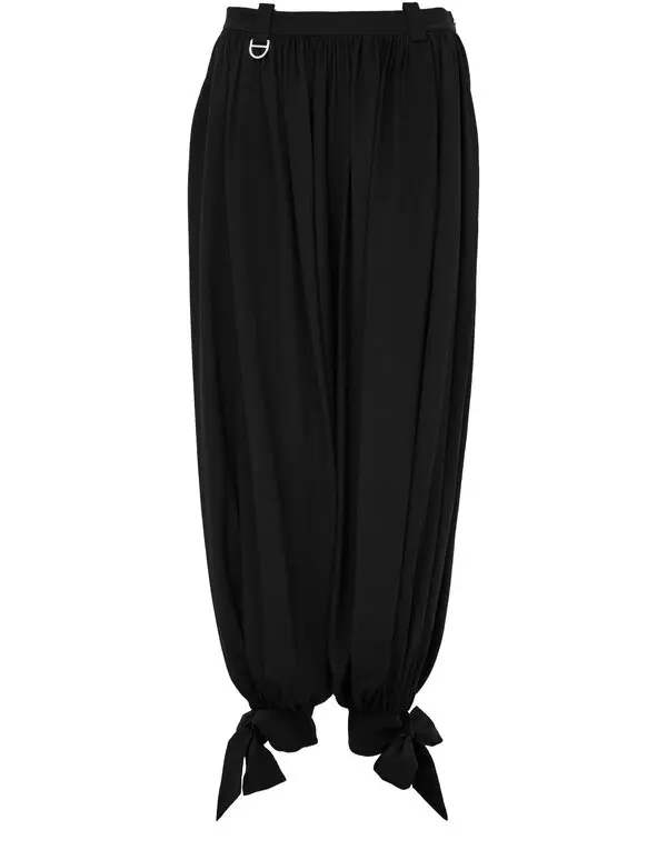 Chloé Flowy Pleated Crepe Chine Pants - Black