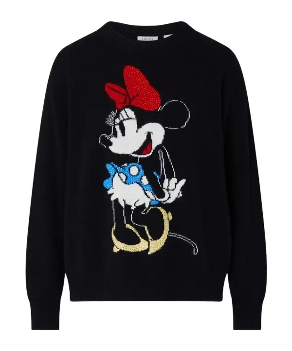 Liu Jo Wool Jacquard Sweater With Mickey Mouse Motif