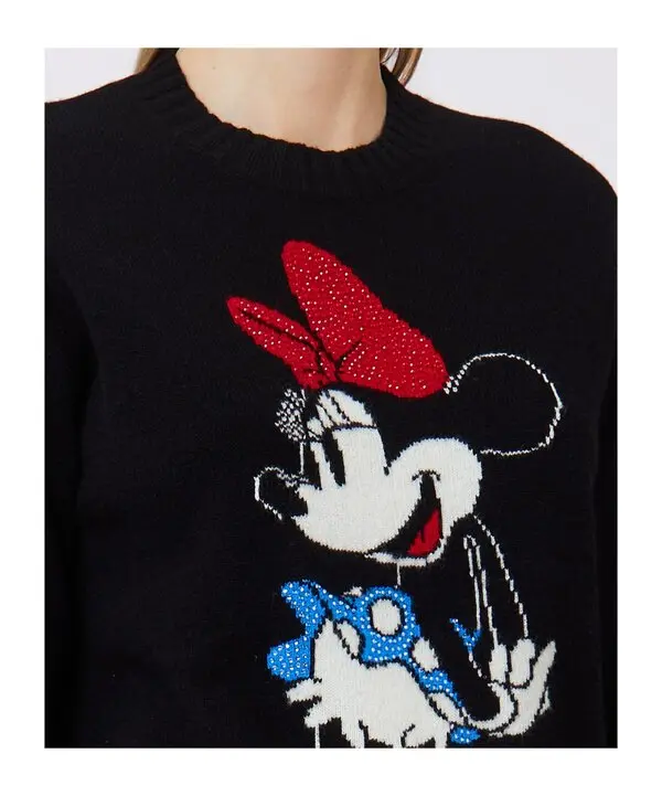 Liu Jo Wool Jacquard Sweater With Mickey Mouse Motif
