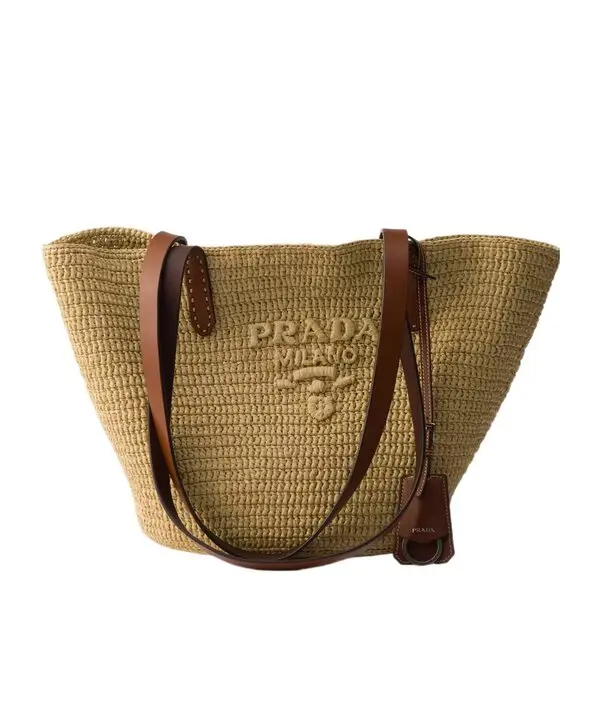Prada Medium Crochet And Leather Tote Bag