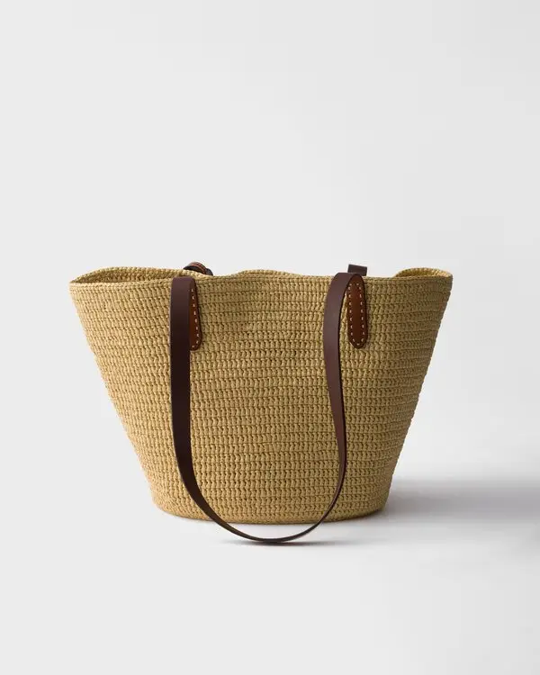 Prada Medium Crochet And Leather Tote Bag