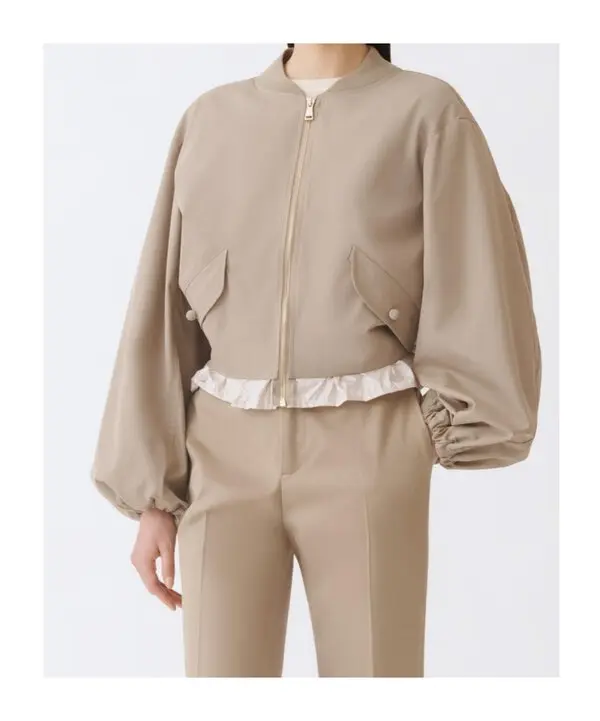 Fabiana Filippi Zip-up Bomber Jacket With Ribbed Collar And Drawstring Hem