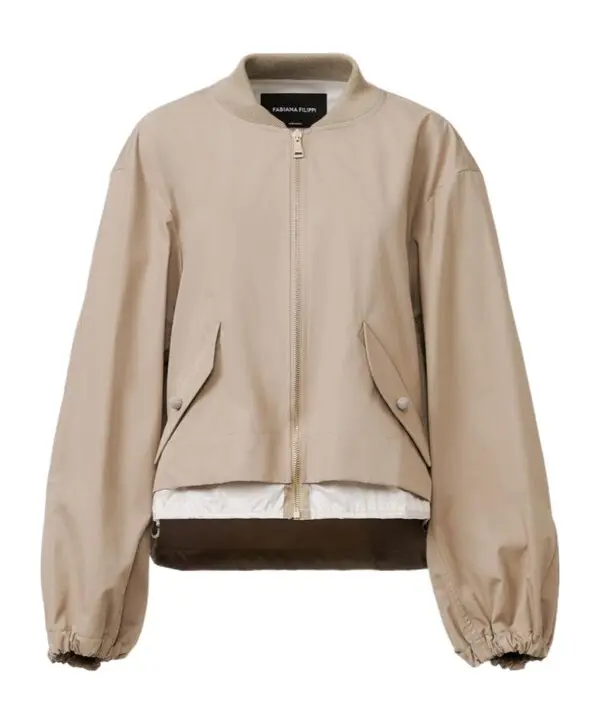 Fabiana Filippi Zip-up Bomber Jacket With Ribbed Collar And Drawstring Hem