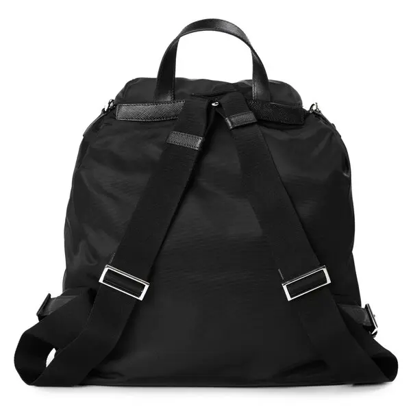 Prada Nylon Backpack With Leather Straps - Black