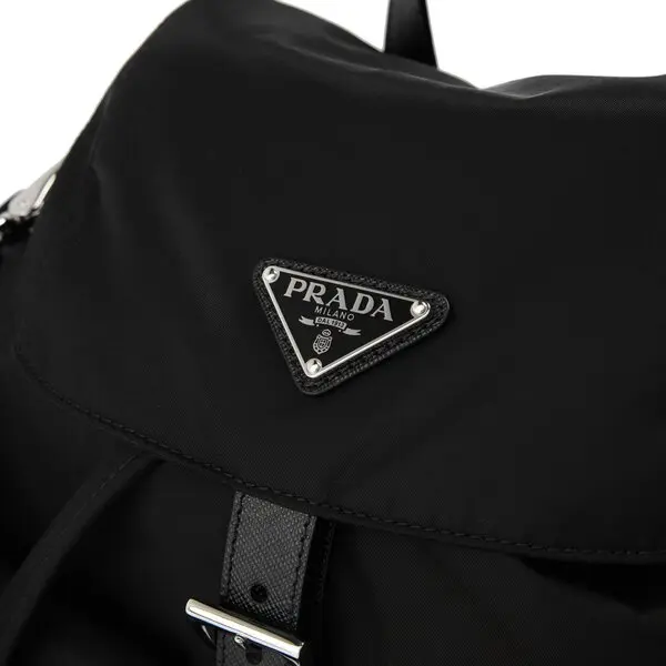 Prada Nylon Backpack With Leather Straps - Black