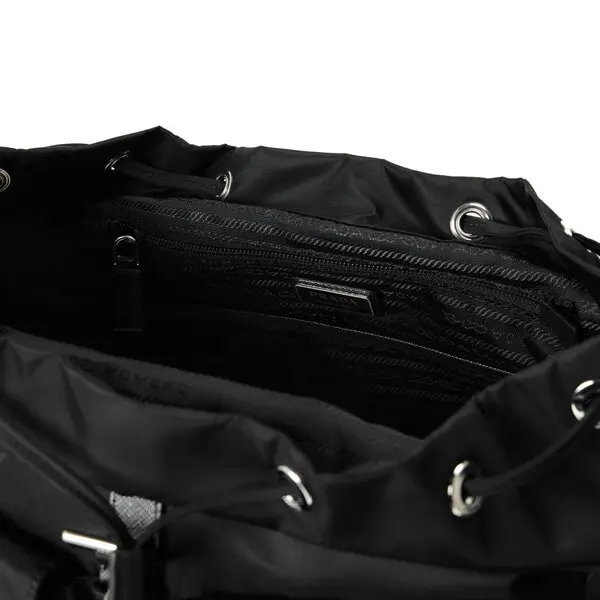 Prada Nylon Backpack With Leather Straps - Black