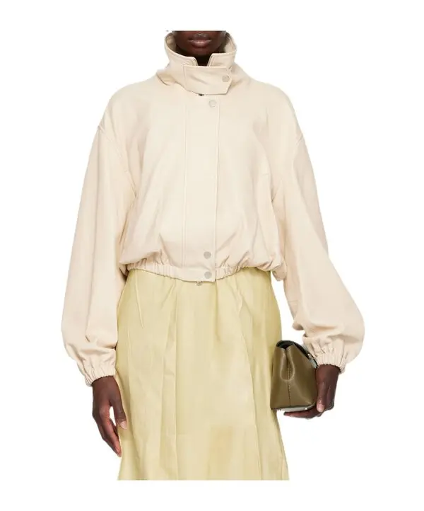Nour Hammour Long Sleeve Stand-up Collar Jacket - Ivory