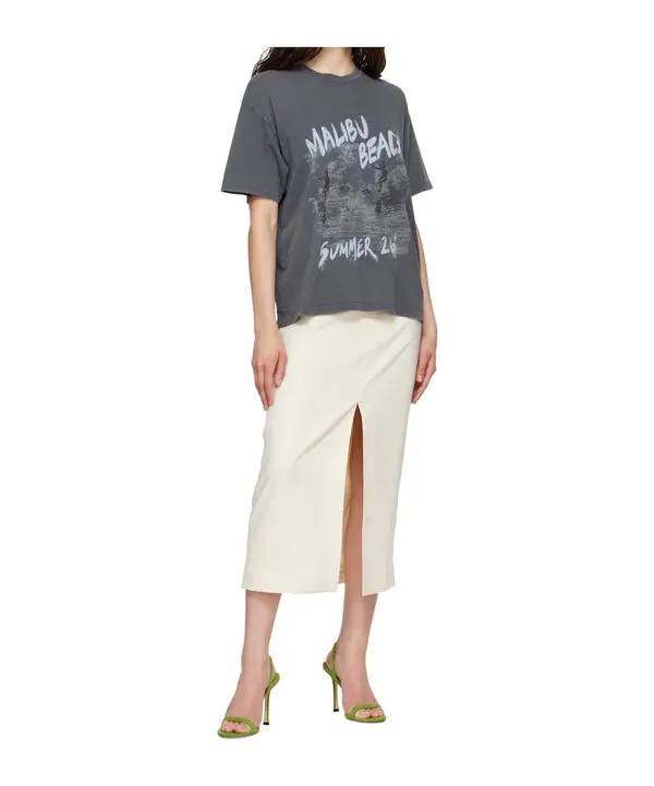 ANINE BING Meredith Front-slit Midi Skirt - Off White