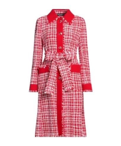 Dolce & Gabbana Multicolor Tweed Trench Coat