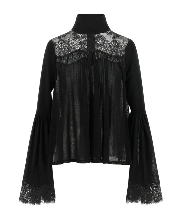 Zimmermann Valiant Lace Panel Top - Black