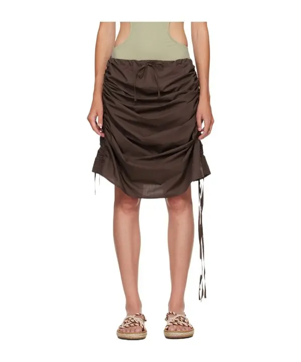 BASERANGE Pleated Midi Skirt With Drawstring